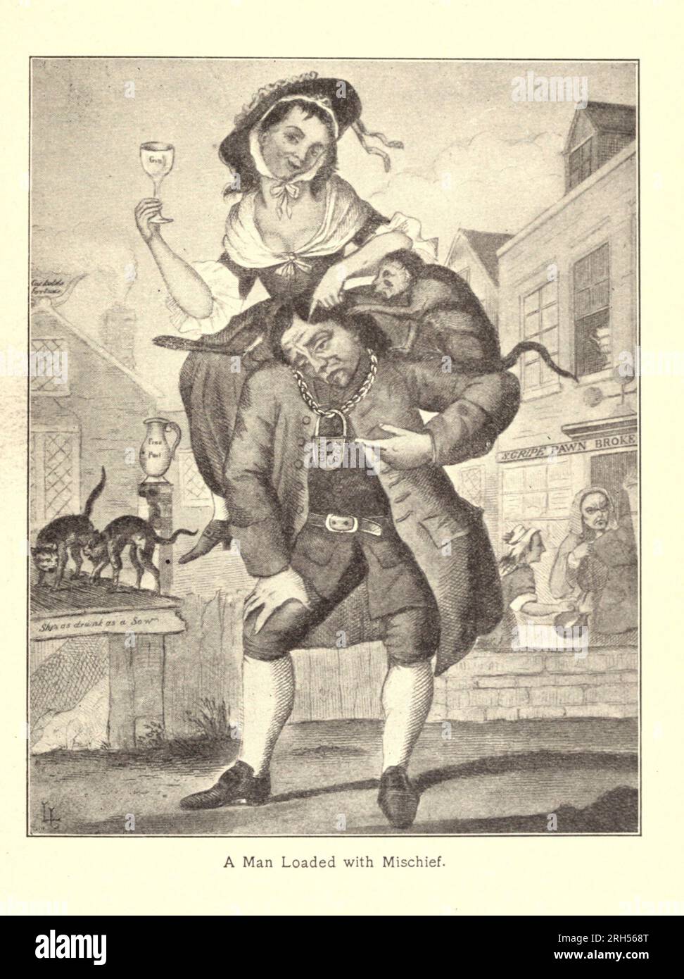 Sign-board, A Man loaded with Mischief, London, England Painted by ...