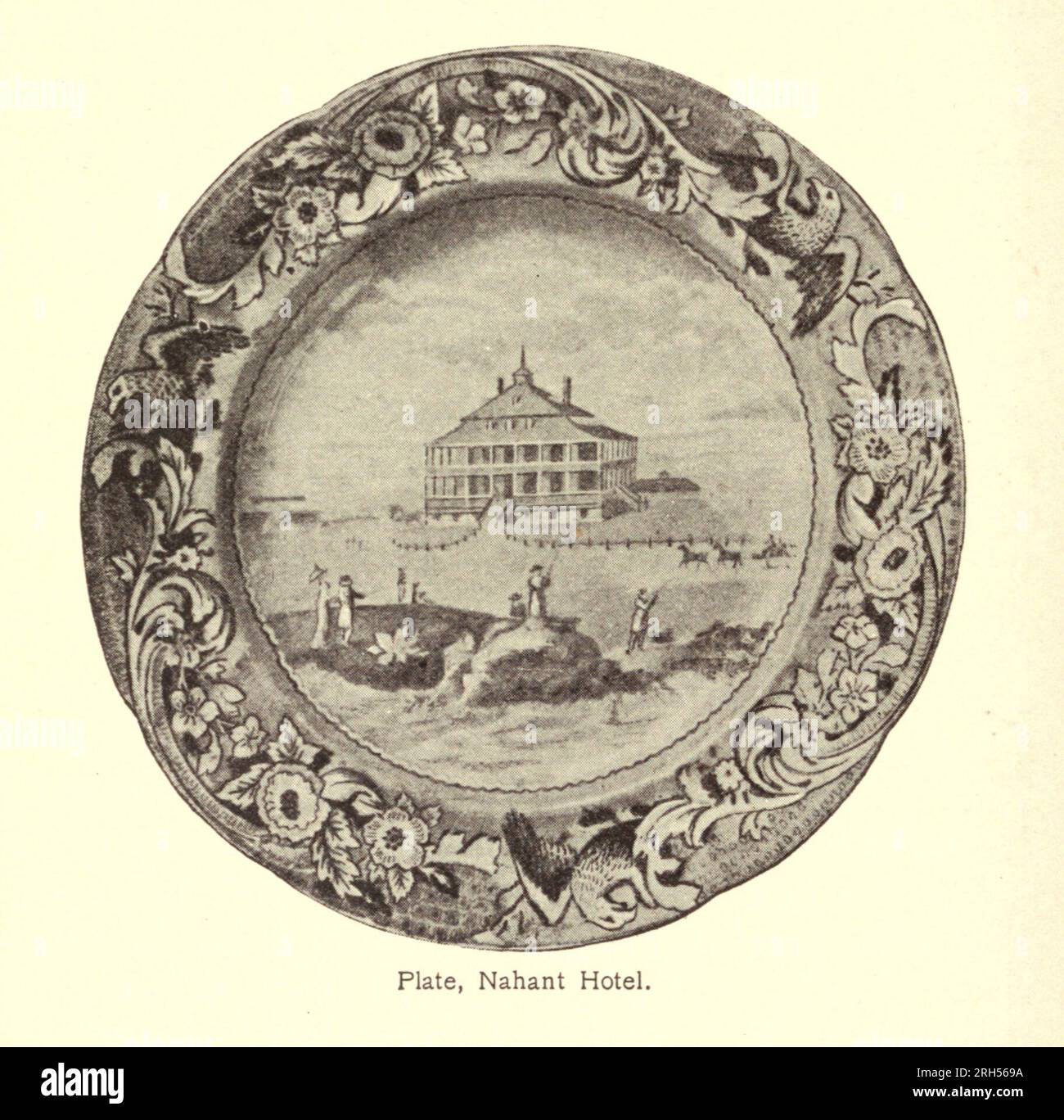 Plate, Nahant Hotel, Staffordshire Ware from the book ' Stage-coach and ...