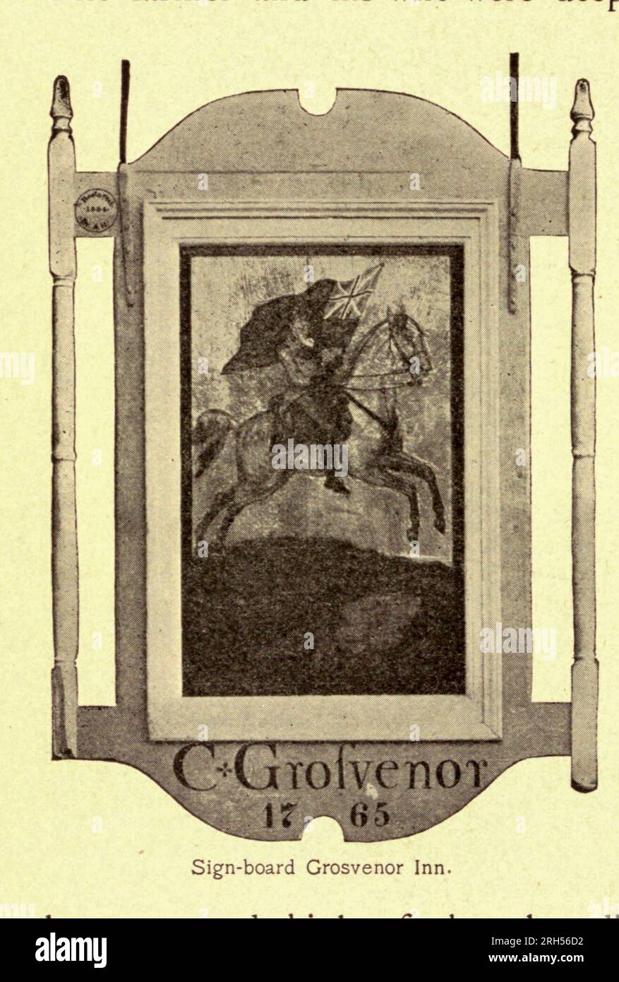 Sign-board of Grosvenor Inn, Pomfret, Conn from the book ' Stage-coach ...