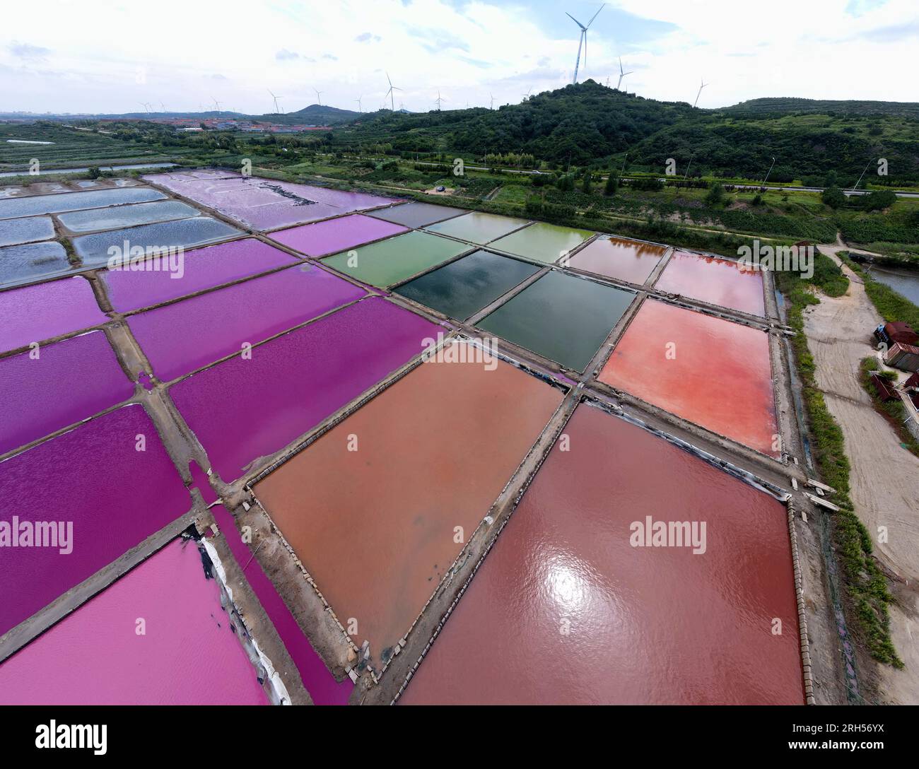 Aerial photo shows the colorful salt fields in Rongcheng City, east ...