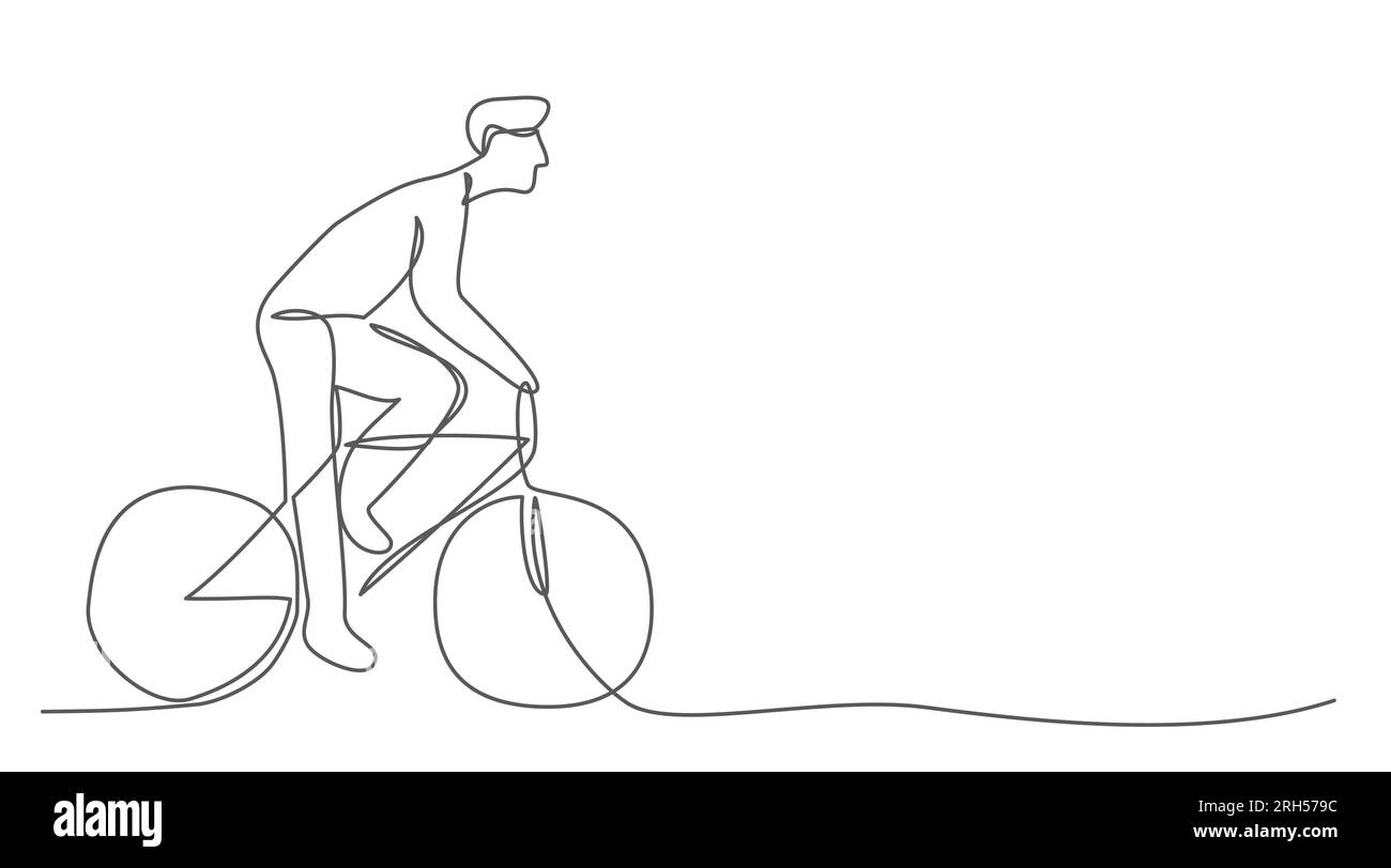 Bicycle One line drawing isolated on white background Stock Vector ...