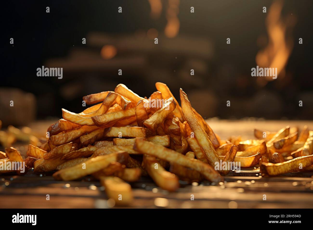 A savory composition of rustic-style golden french fries, perfectly ...