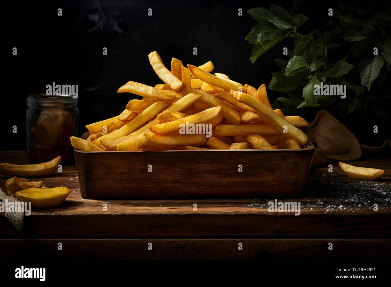 A savory composition of rustic-style golden french fries, perfectly ...