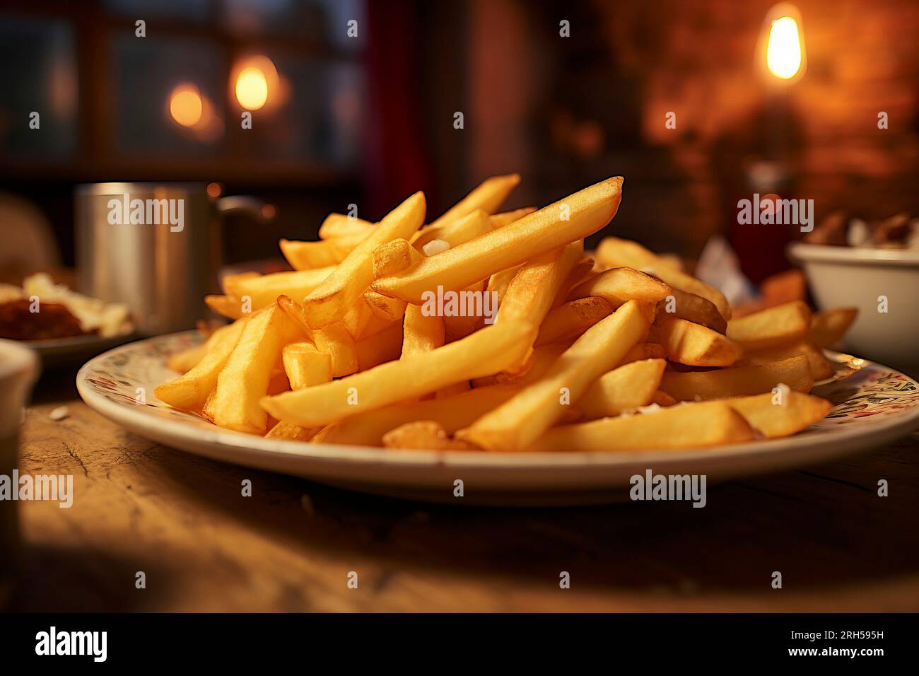 A savory composition of rustic-style golden french fries, perfectly ...