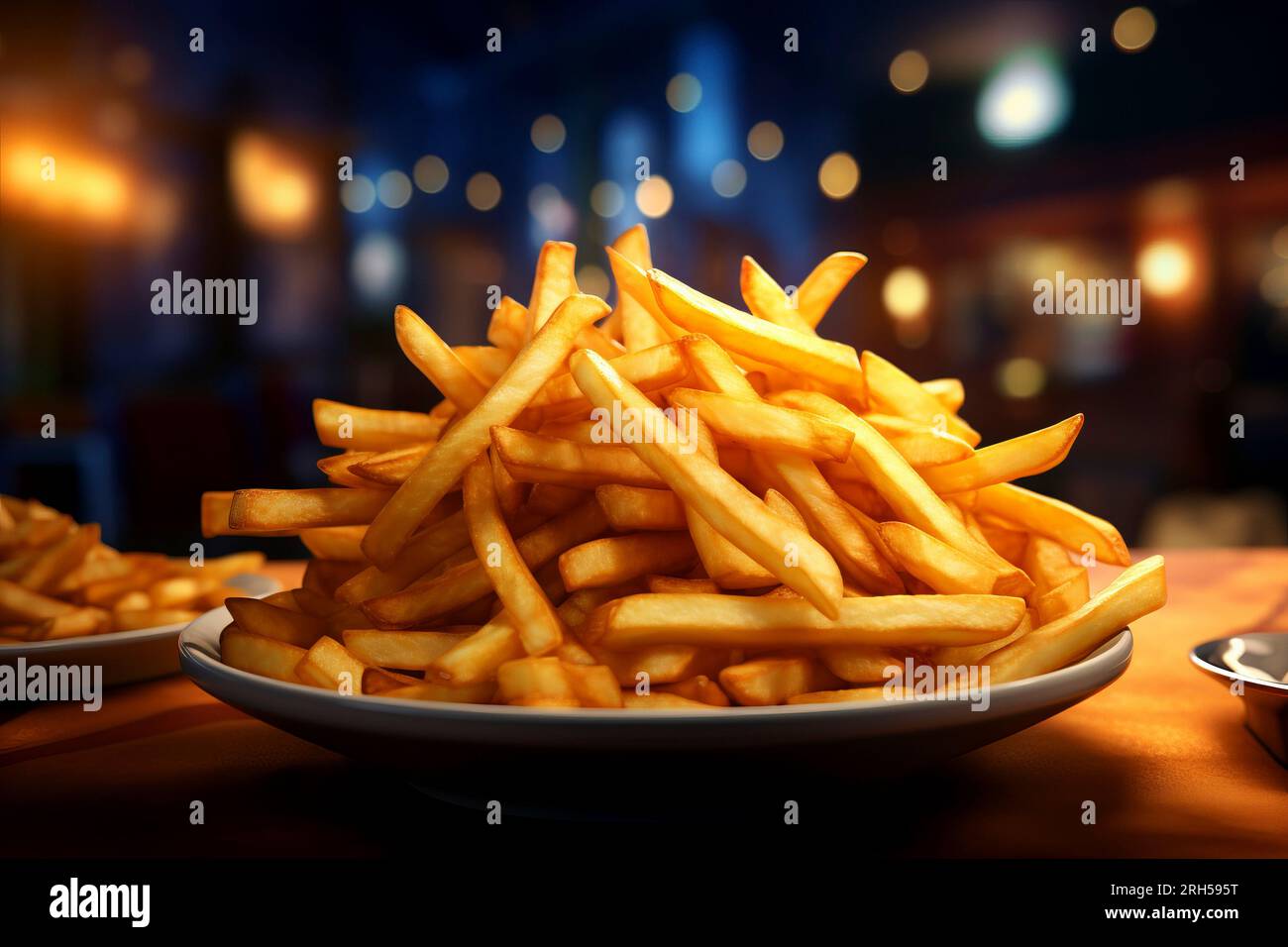 A savory composition of rustic-style golden french fries, perfectly ...