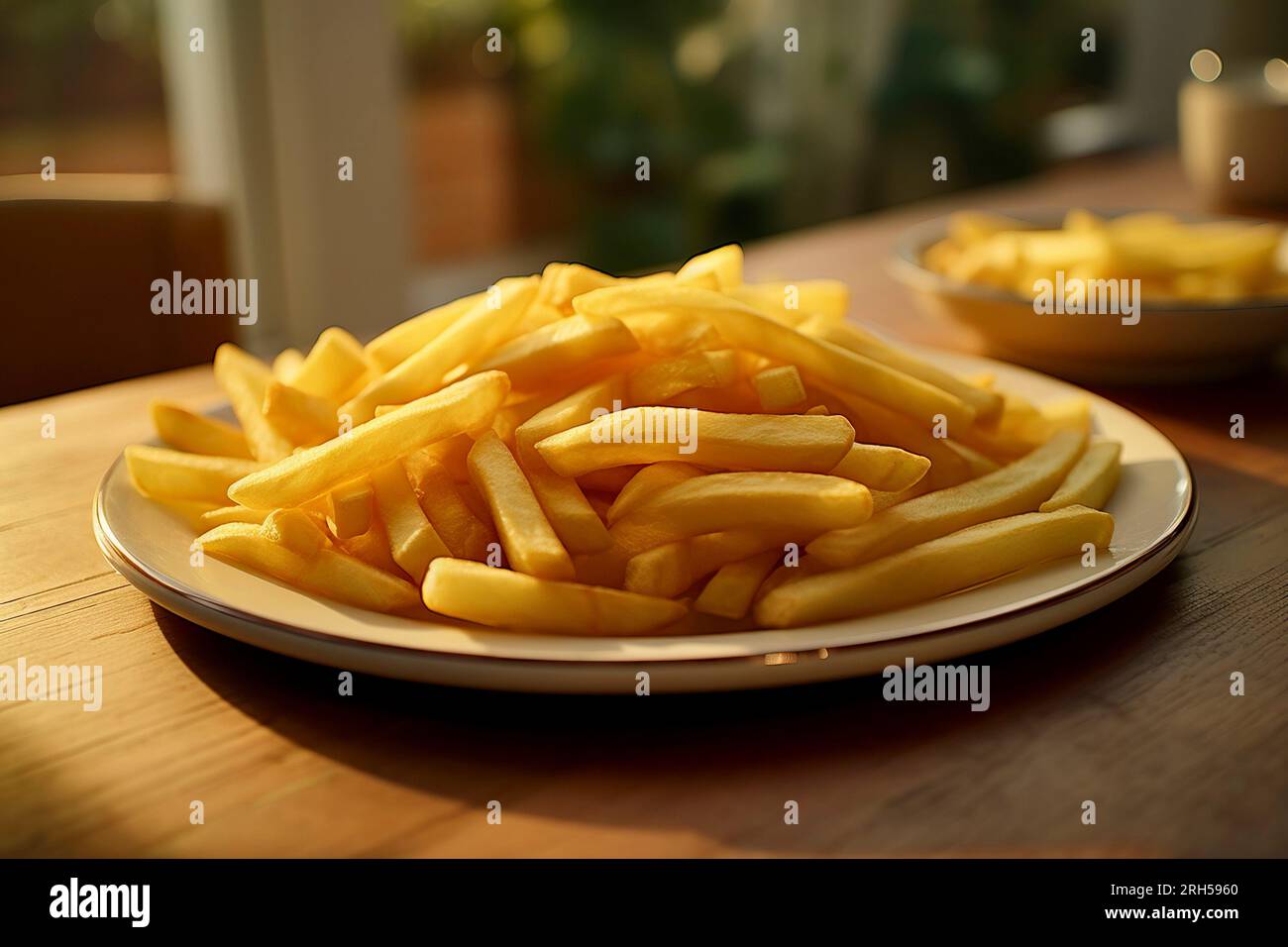 A savory composition of rustic-style golden french fries, perfectly ...