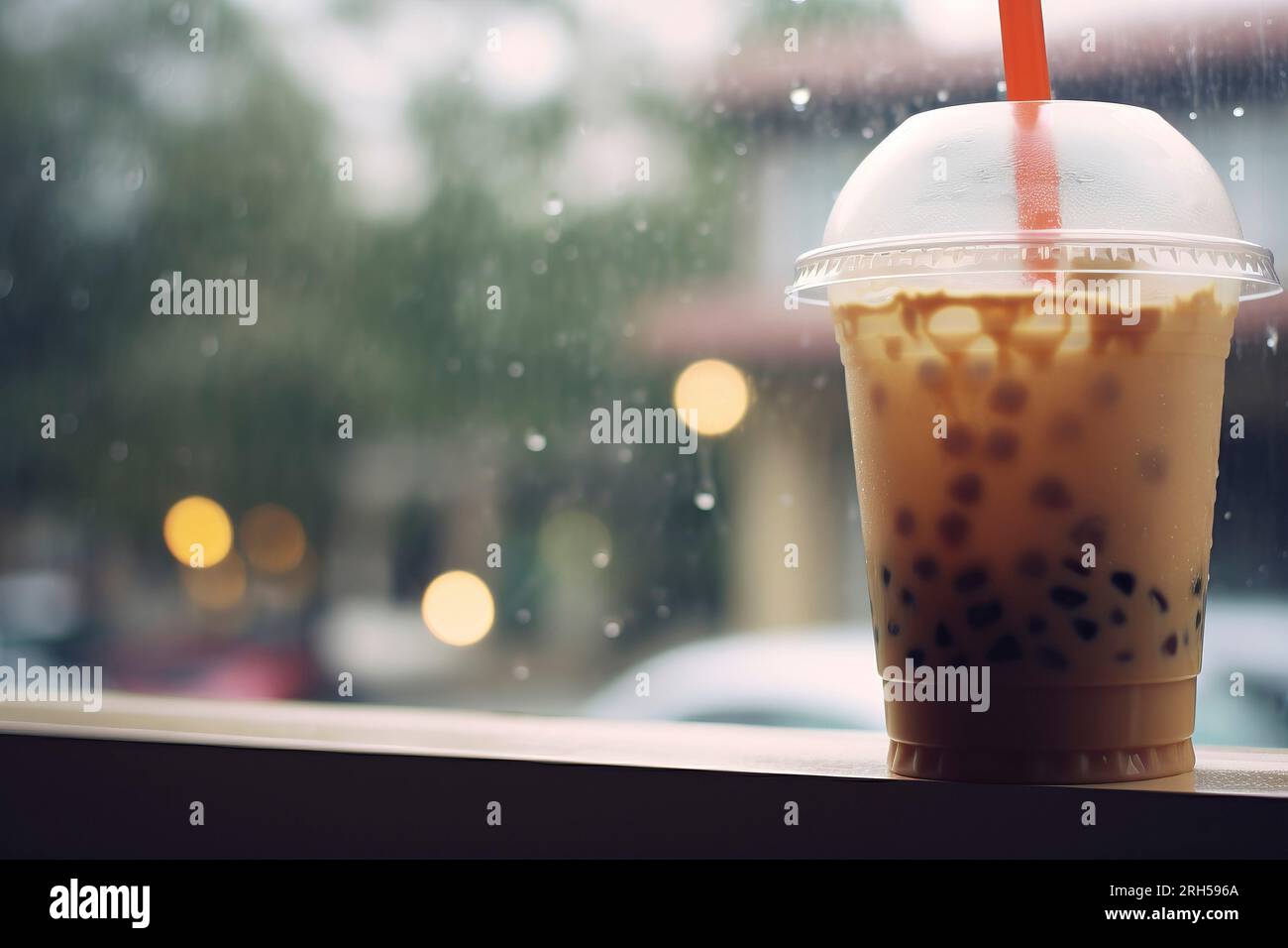 A chilled glass of bubble tea with tapioca pearls, the perfect ...