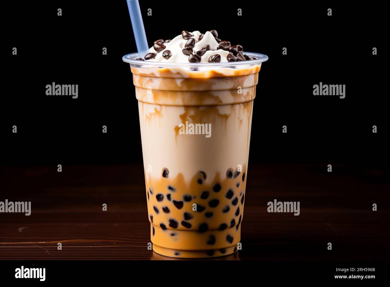 A chilled glass of bubble tea with tapioca pearls, the perfect ...