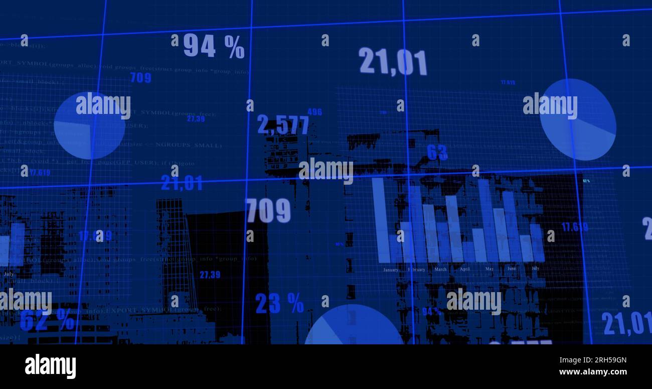 Image of statistical data processing over grid network against tall ...