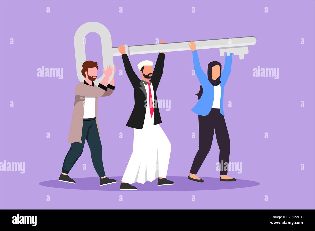 Character flat drawing business teamwork key of success. Arabian ...