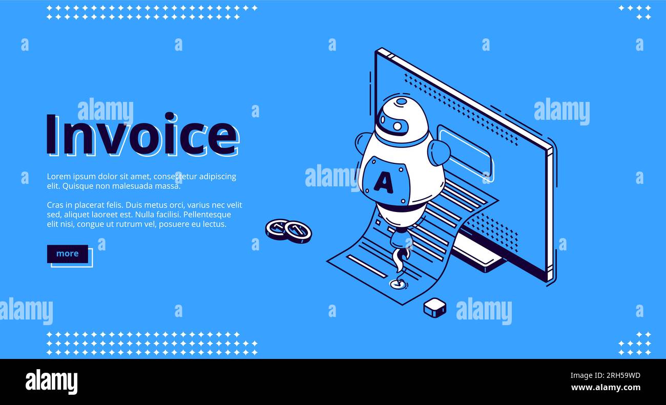 Invoice banner. Security digital payment concept. Vector landing page ...