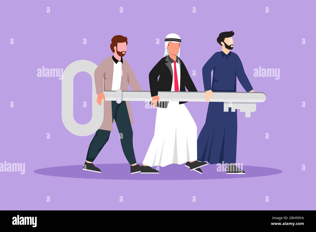 Character flat drawing problem solving team of business man with key ...