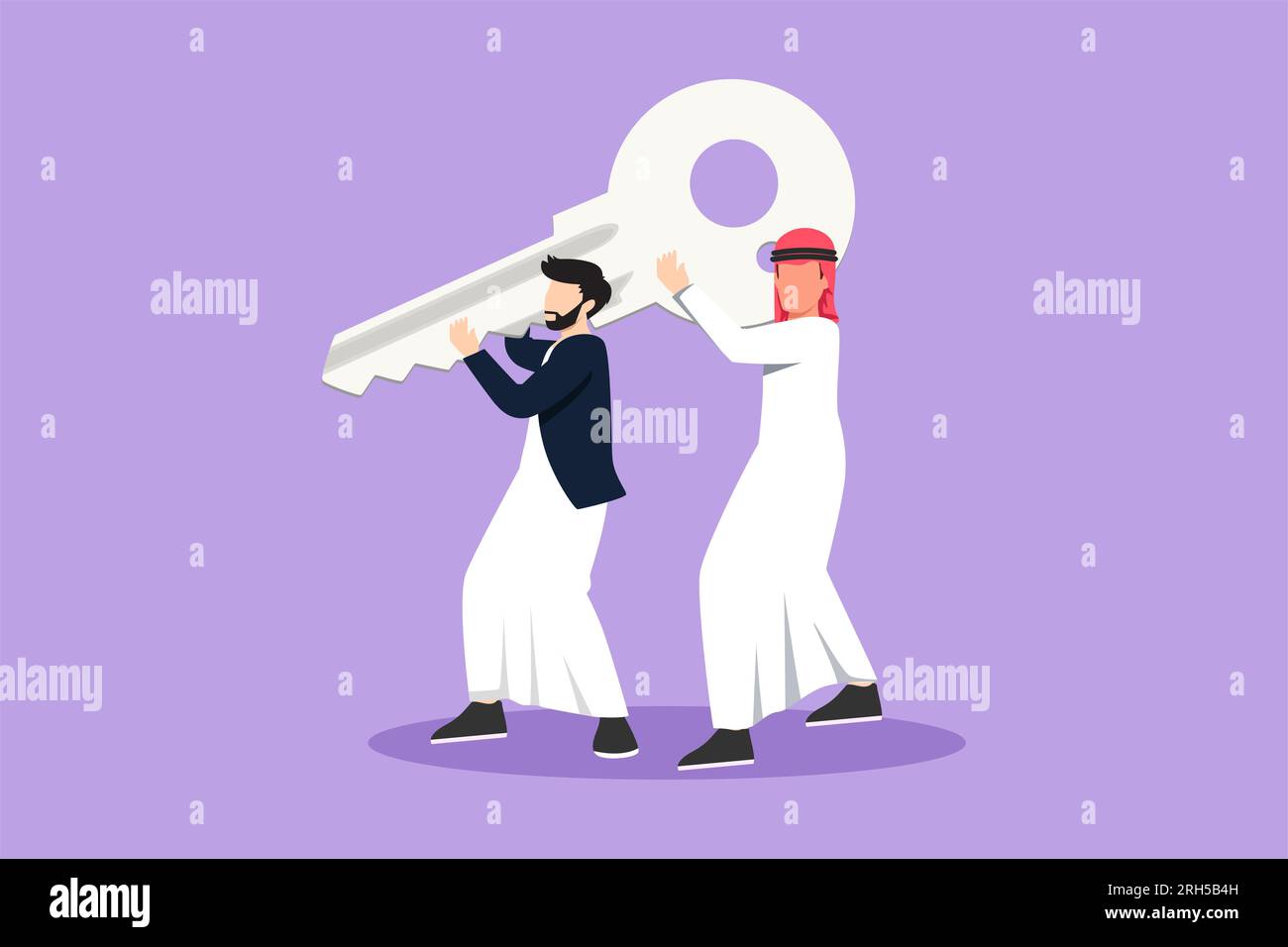 Cartoon flat style drawing business solution. Teamwork achievement ...