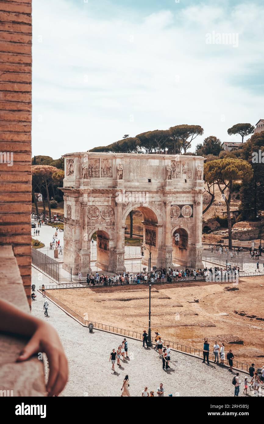 An ancient architecture of the famous Roman Colesseum, Rome Italy Stock ...