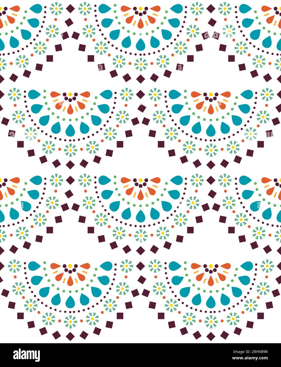 Mexican folk art style vector seamless pattern with half mandalas ...