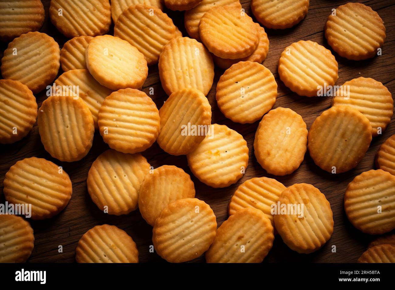A cozy scene with delicious homemade biscuits displayed on a rustic ...