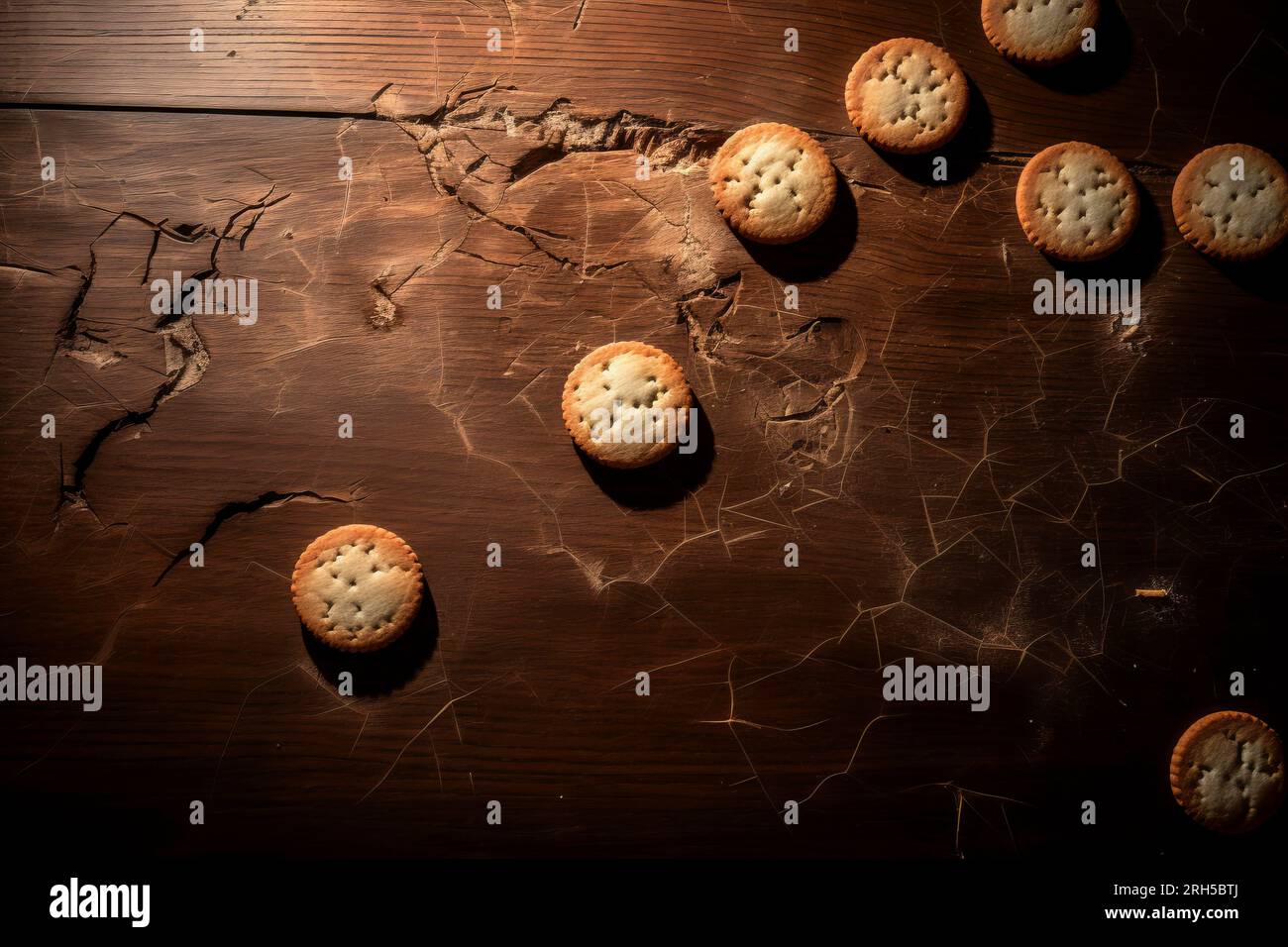 A cozy scene with delicious homemade biscuits displayed on a rustic ...