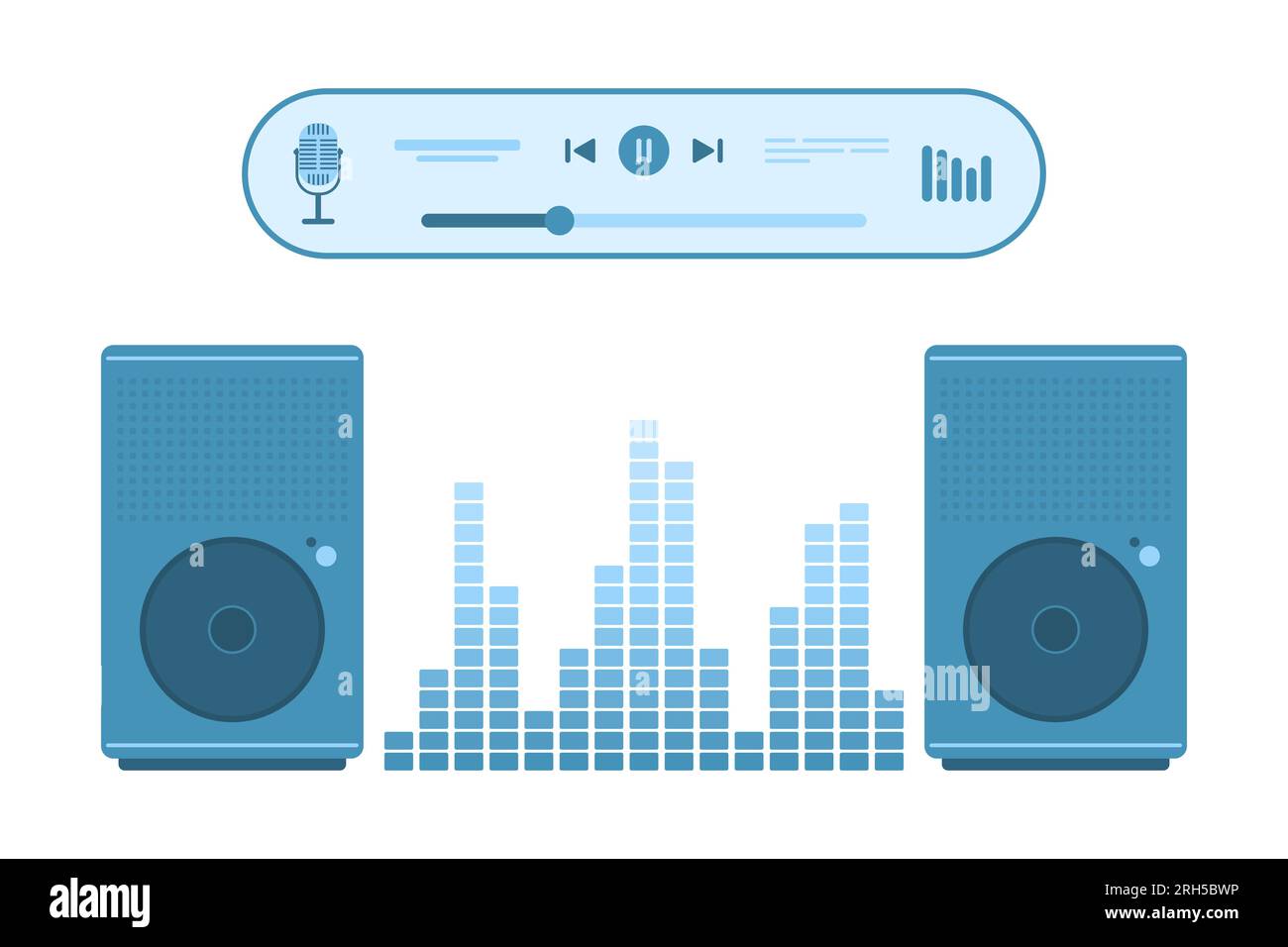 Sound system set vector illustration. Cartoon isolated stereo speaker ...