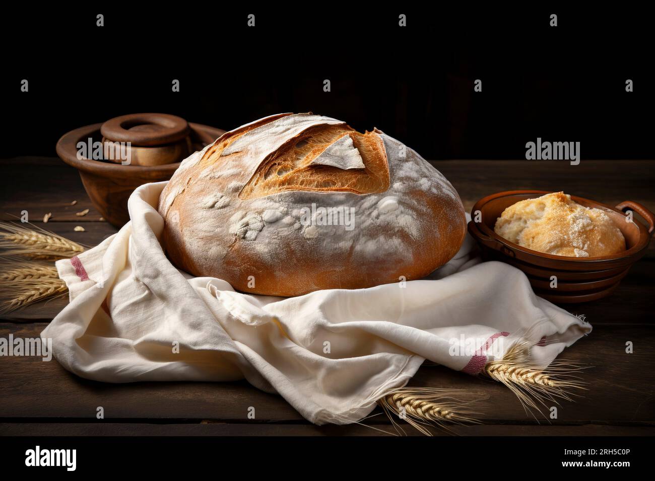 Delicious assortment of rustic bread ingredients creating a beautiful ...