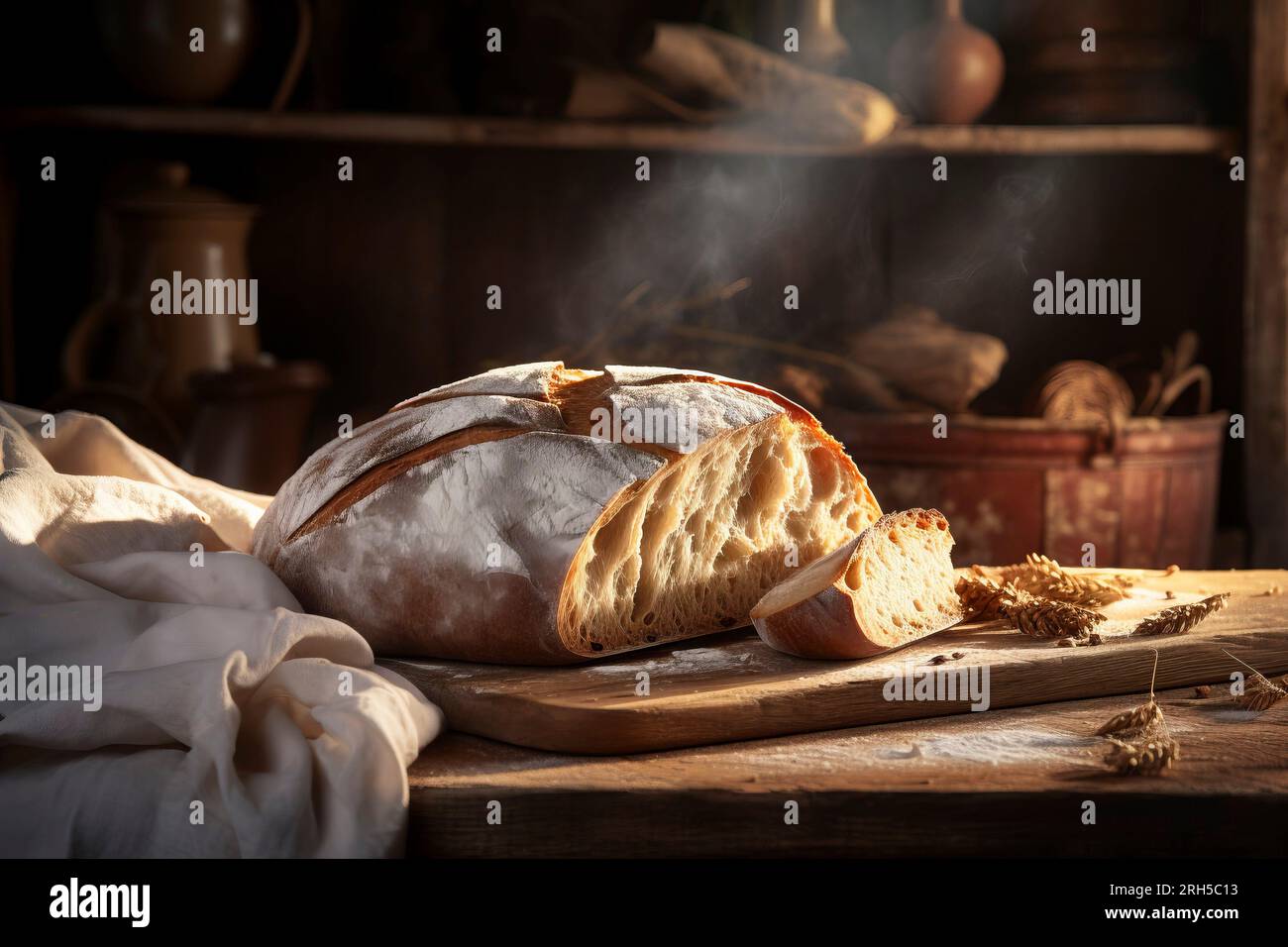 Delicious assortment of rustic bread ingredients creating a beautiful ...
