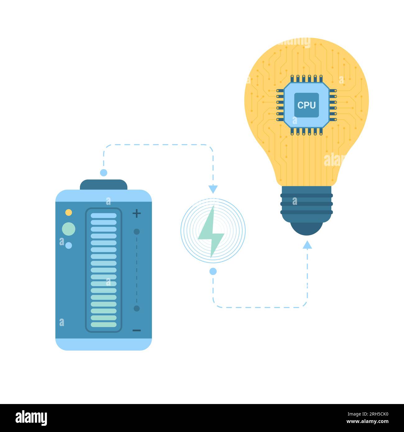 Electric simple circuit of battery and light bulb vector illustration ...