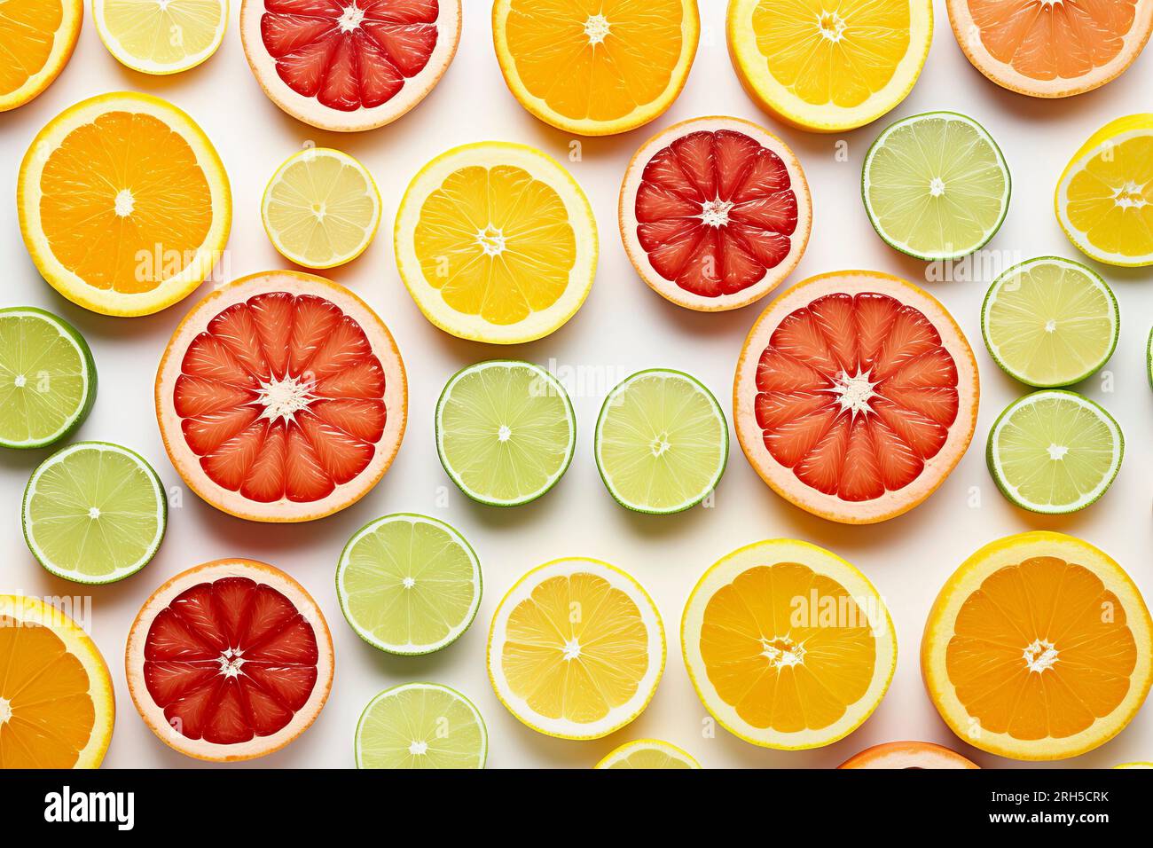 Fresh citrus fruit composition arranged beautifully on a pristine white ...