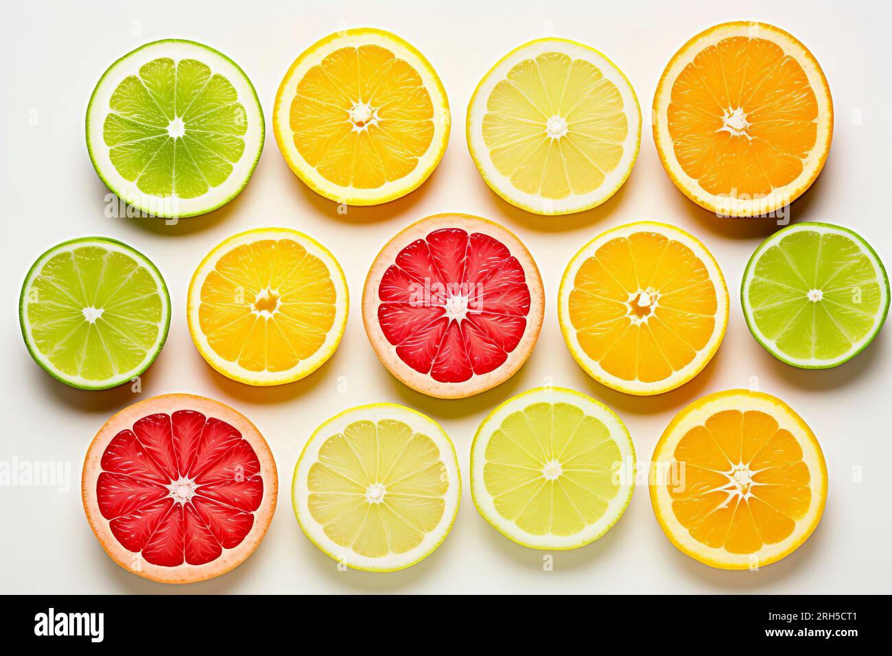 Fresh citrus fruit composition arranged beautifully on a pristine white ...
