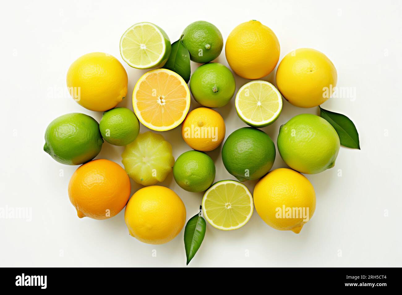 Fresh citrus fruit composition arranged beautifully on a pristine white ...