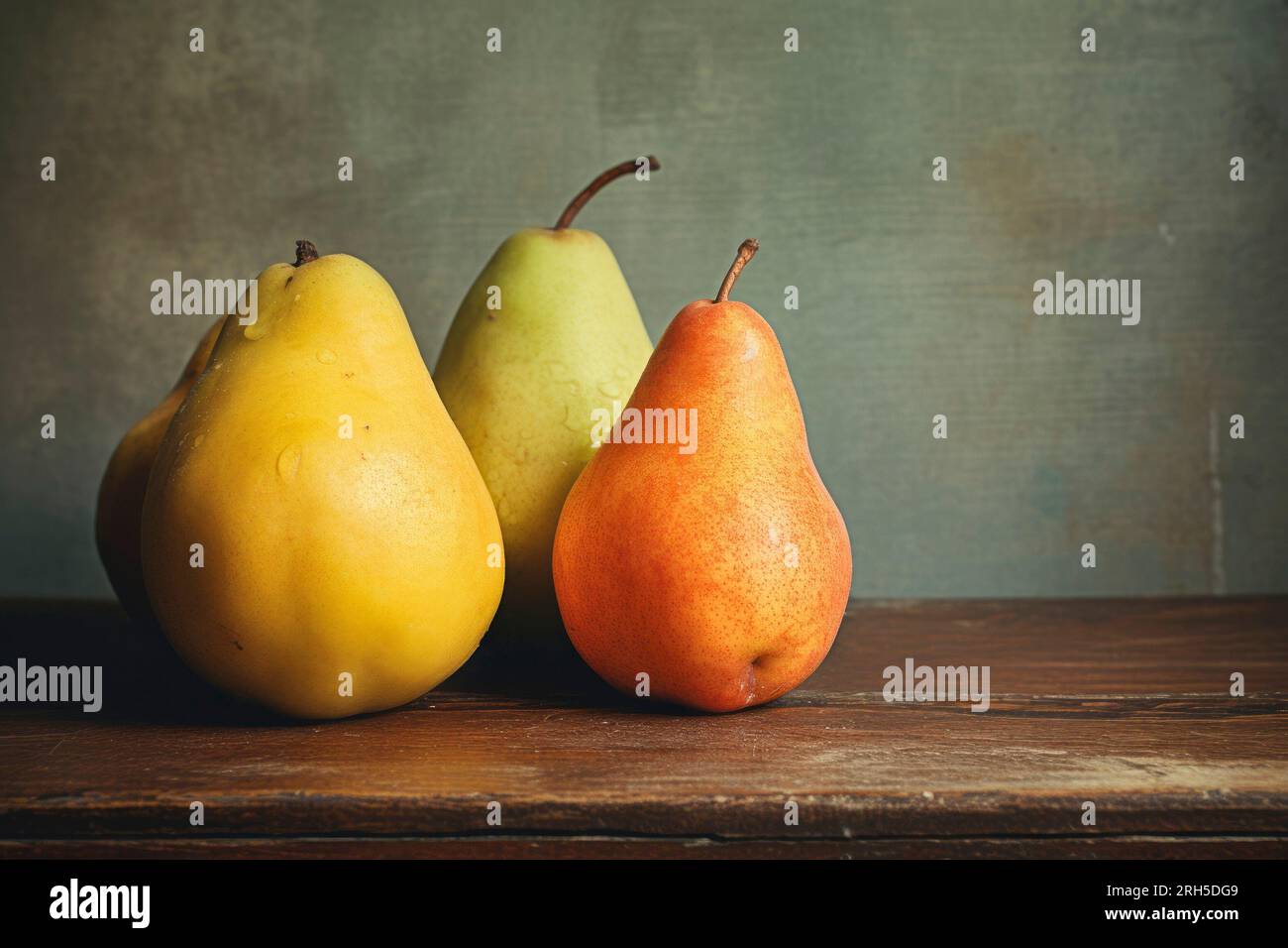 shot of diverse pear varieties artfully displayed in a composition ...