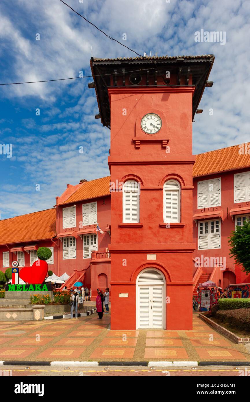 The Malacca Clock Tower at Dutch Square, Malacca, Malaysia Stock Photo ...