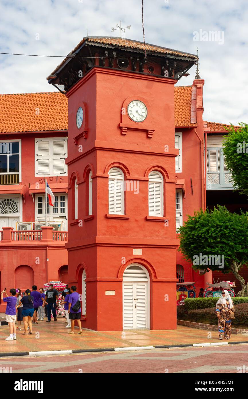 The Malacca Clock Tower at Dutch Square, Malacca, Malaysia Stock Photo ...