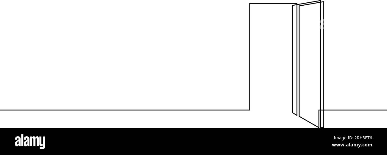 Continuous line drawing of opened door. Concept of opportunity and ...
