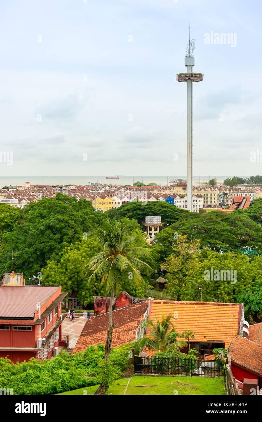 The Taming Sari Tower with the Malacca Straits in the background ...