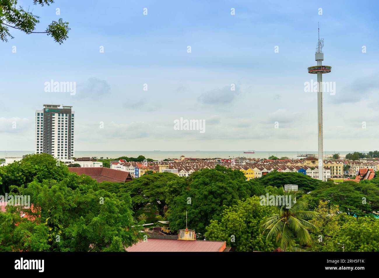 The Taming Sari Tower with the Malacca Straits in the background ...