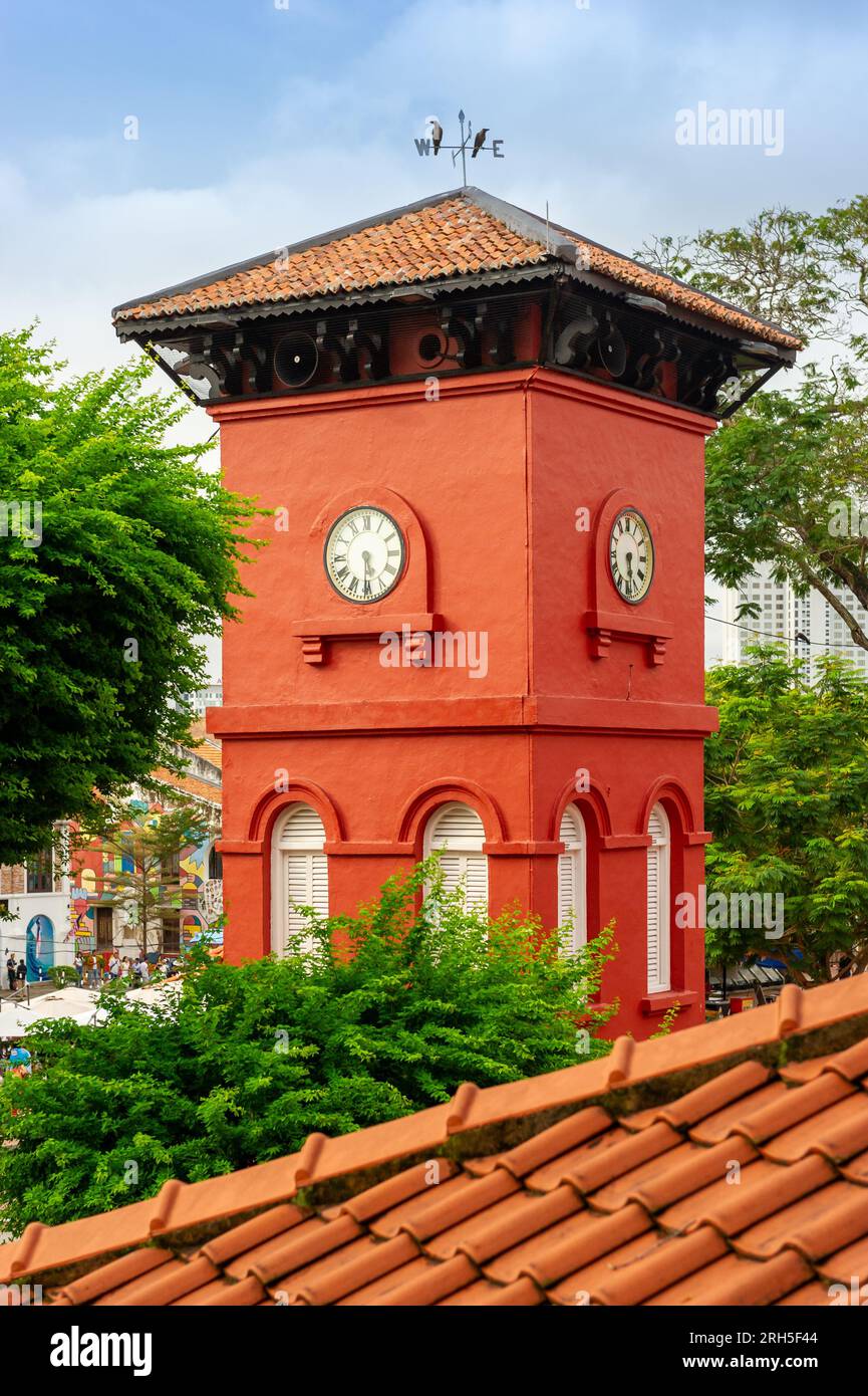 The Malacca Clock Tower at Dutch Square, Malacca, Malaysia Stock Photo ...