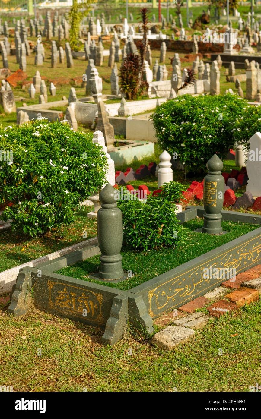 The Tanah Perkuburan Islamic cemetery, Malacca, Malaysia Stock Photo ...