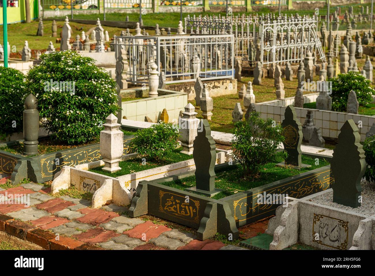 The Tanah Perkuburan Islamic cemetery, Malacca, Malaysia Stock Photo ...