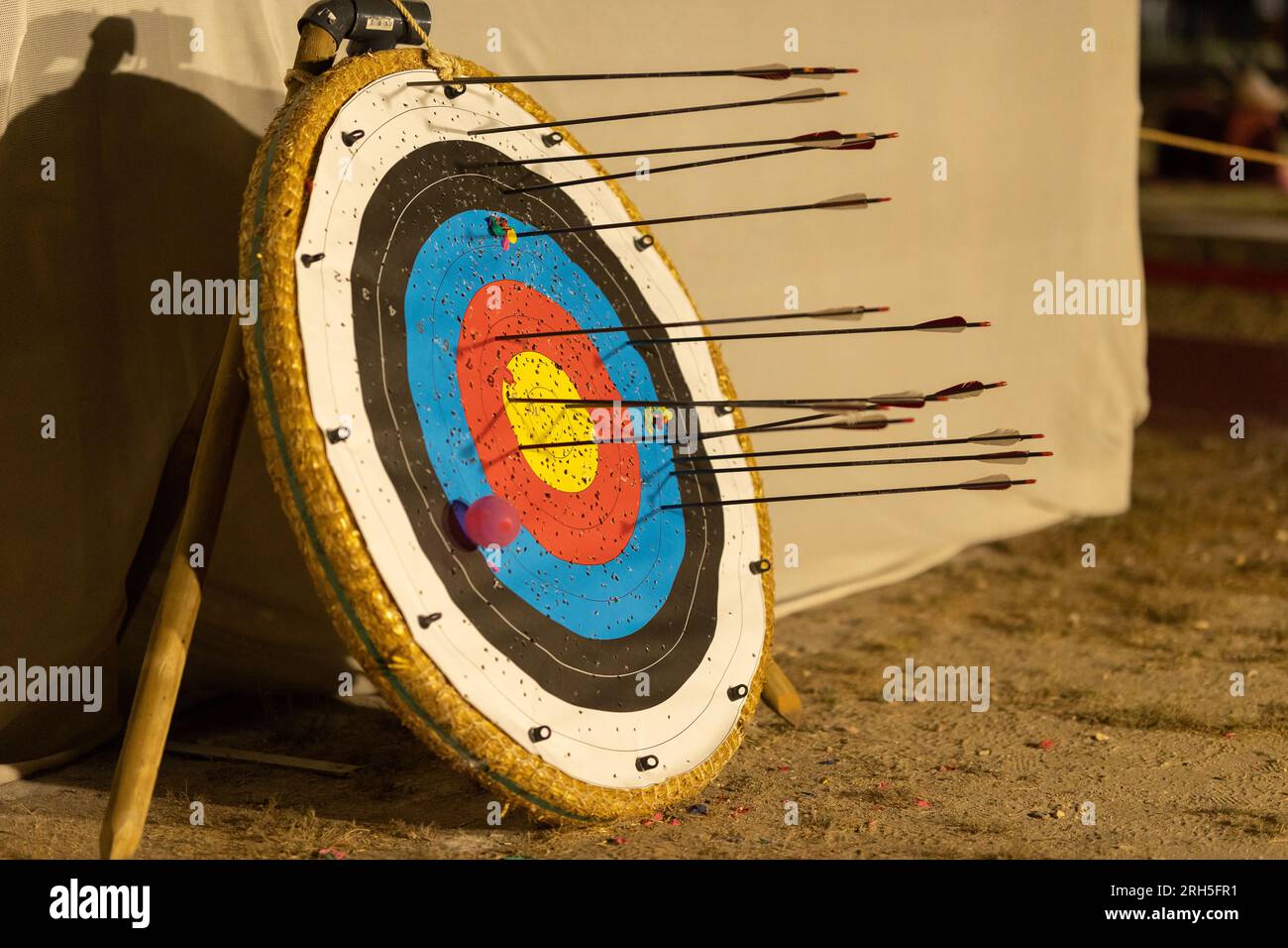 Target and arrows sticking out of it Stock Photo - Alamy