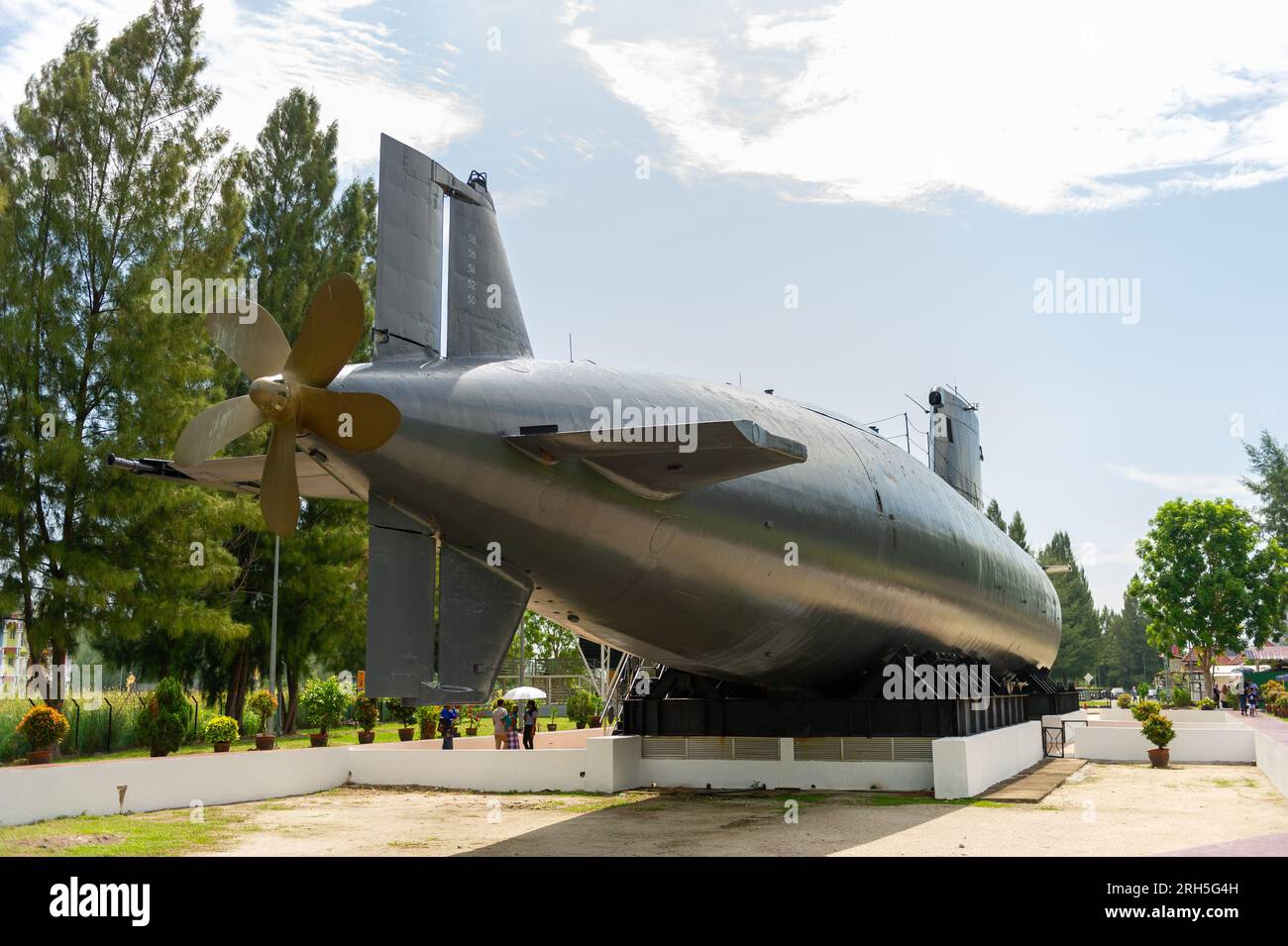 Exterior of the Royal Malaysian Navy submarine Quessant at the Malacca ...