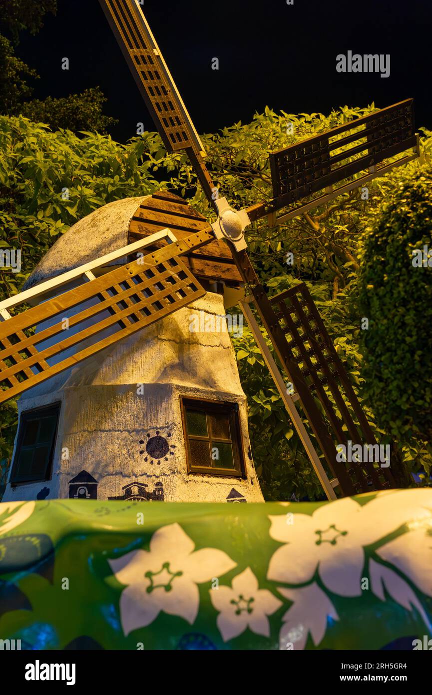 The Dutch Windmill with cows taken in Dutch Square at night, Malacca ...