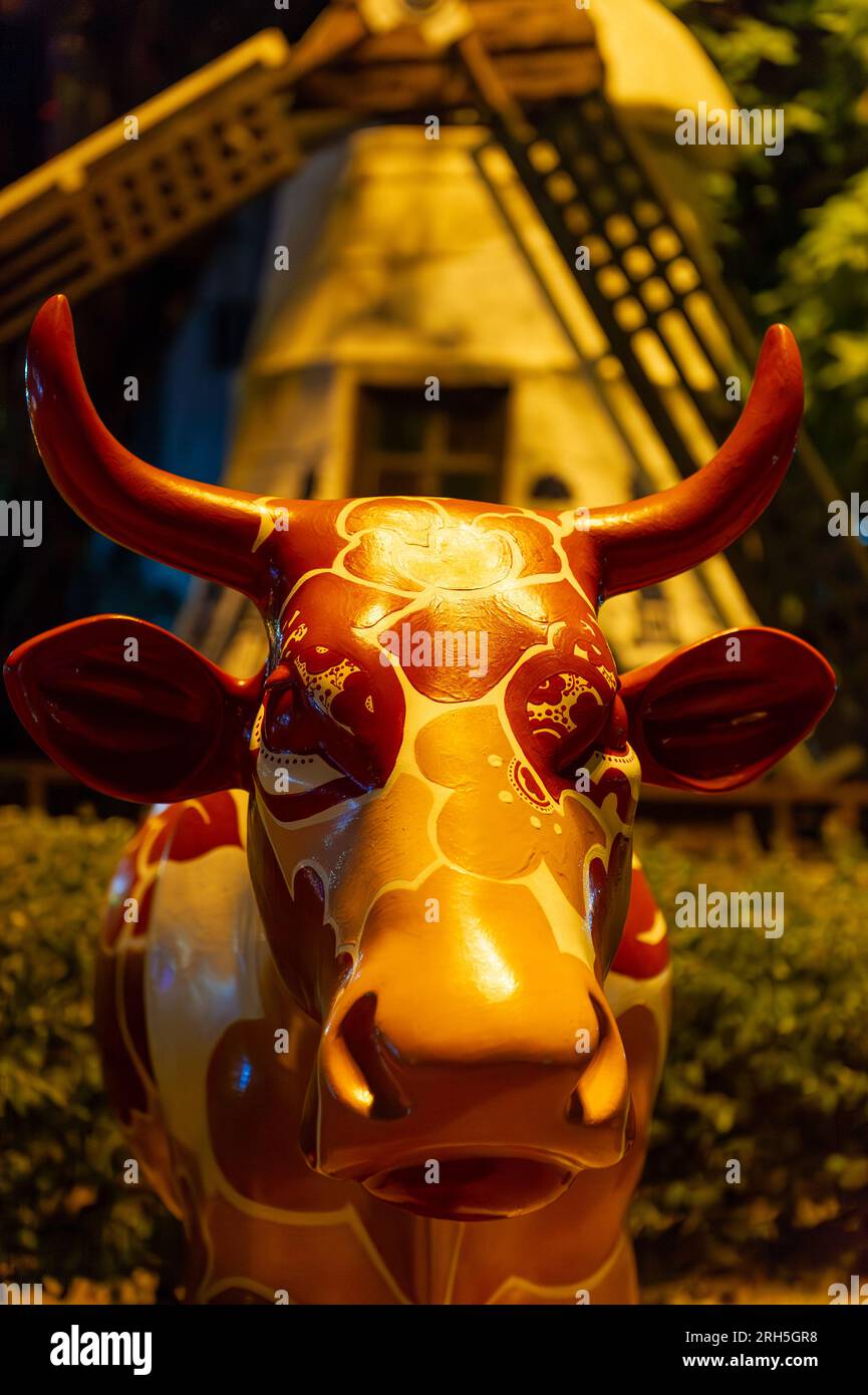 The Dutch Windmill with cows taken in Dutch Square at night, Malacca ...