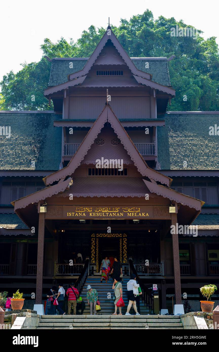 Main entrance to the Melaka Sultanate Palace Museum, Malacca, Malaysia ...