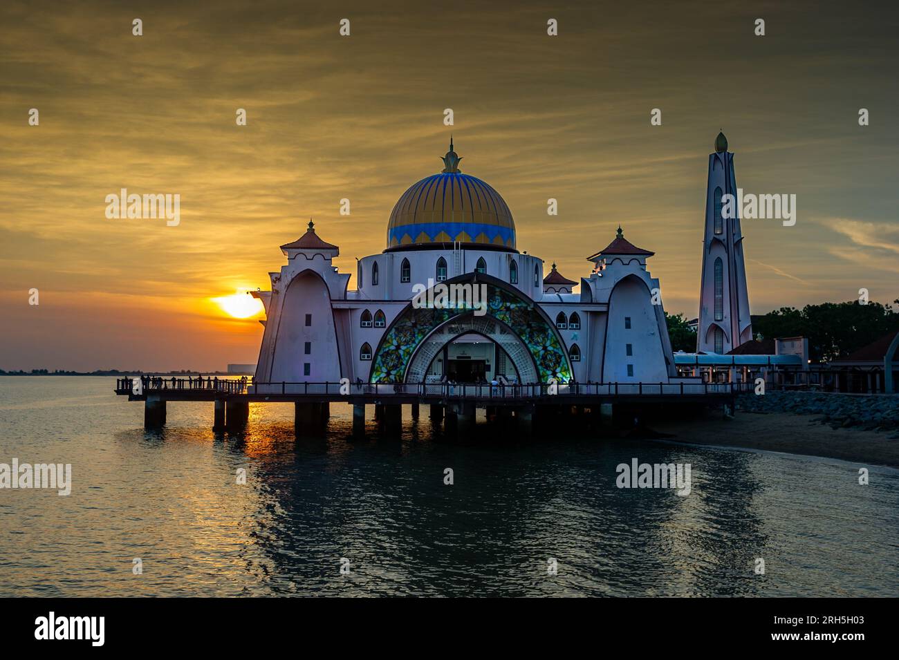 Malacca Straits Mosque at sunset, Malacca, Malaysia Stock Photo - Alamy