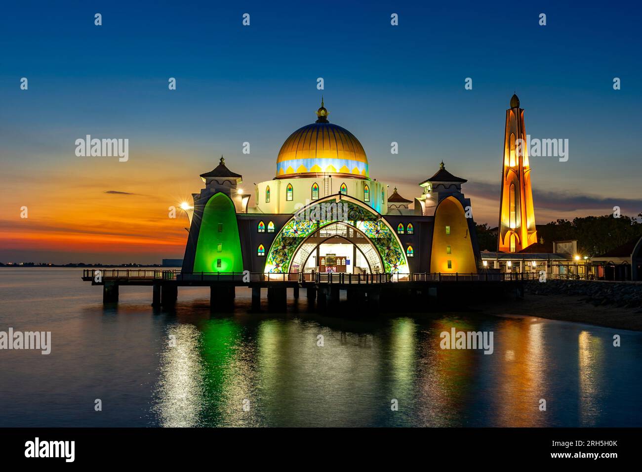 Malacca Straits Mosque at sunset, Malacca, Malaysia Stock Photo - Alamy
