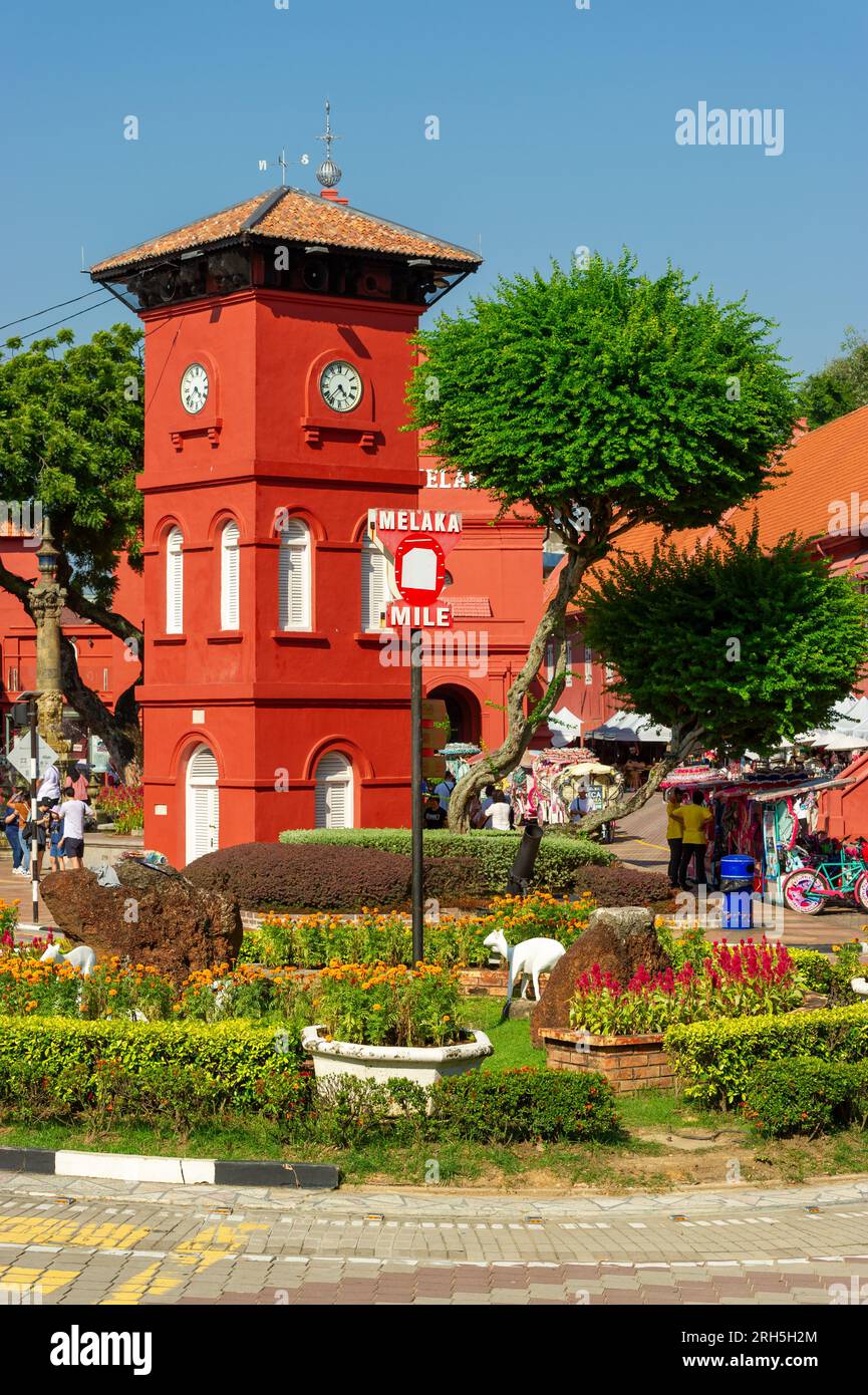 The Malacca Clock Tower at Dutch Square, Malacca, Malaysia Stock Photo ...
