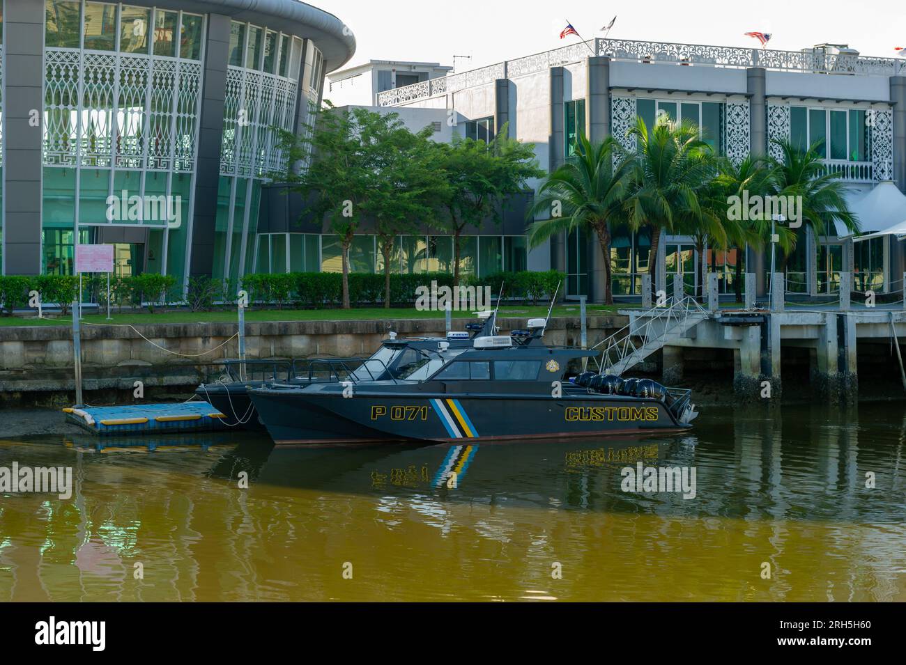A Royal Malaysian Customs Boat on the Malacca River, Malacca, Malaysia ...