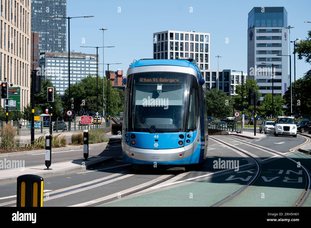 West Midlands Metro tram at Five Ways, Birmingham, West Midlands ...
