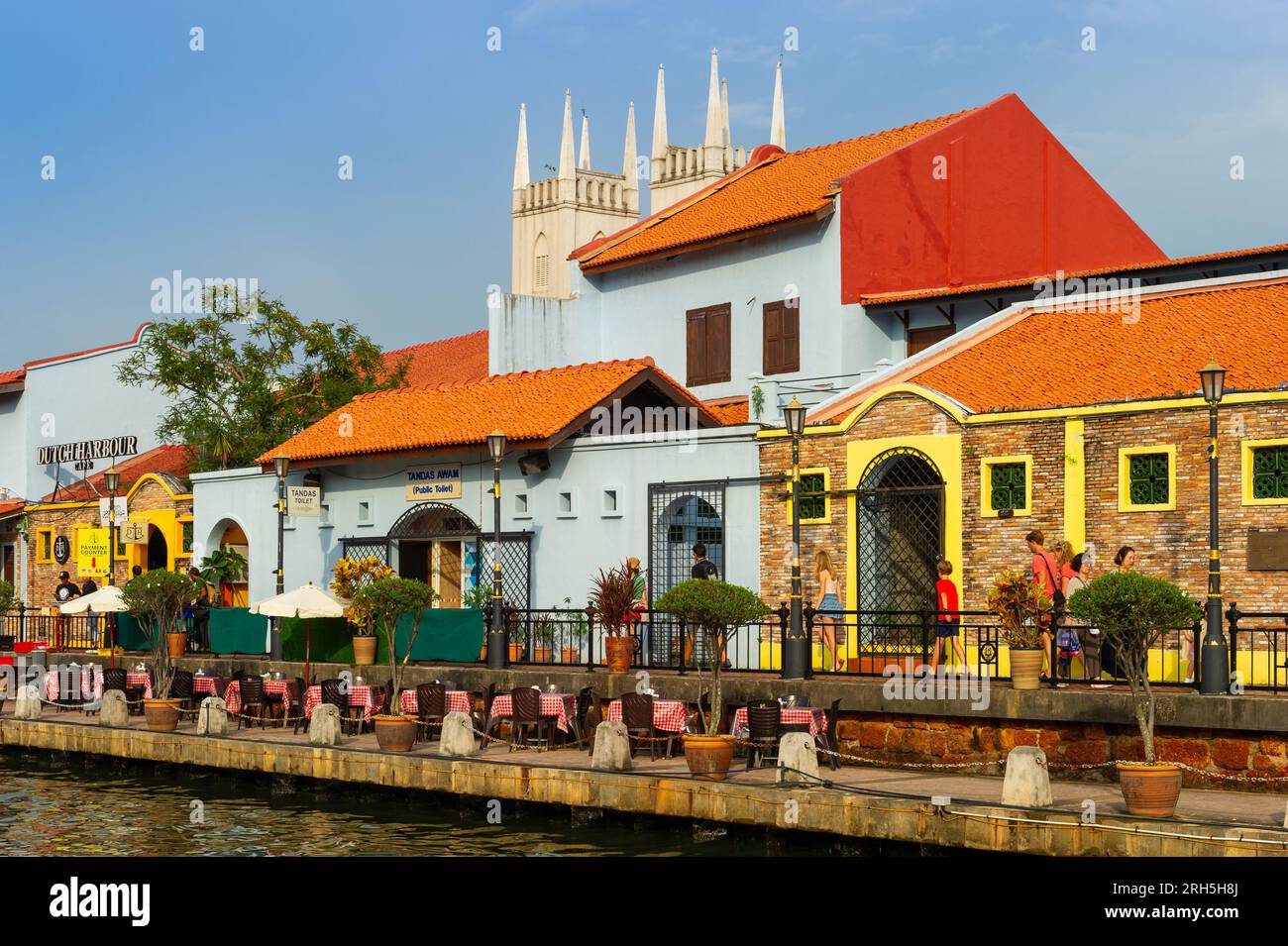 Bars and restaurants alongside the Malacca river, Malacca, Malaysia ...