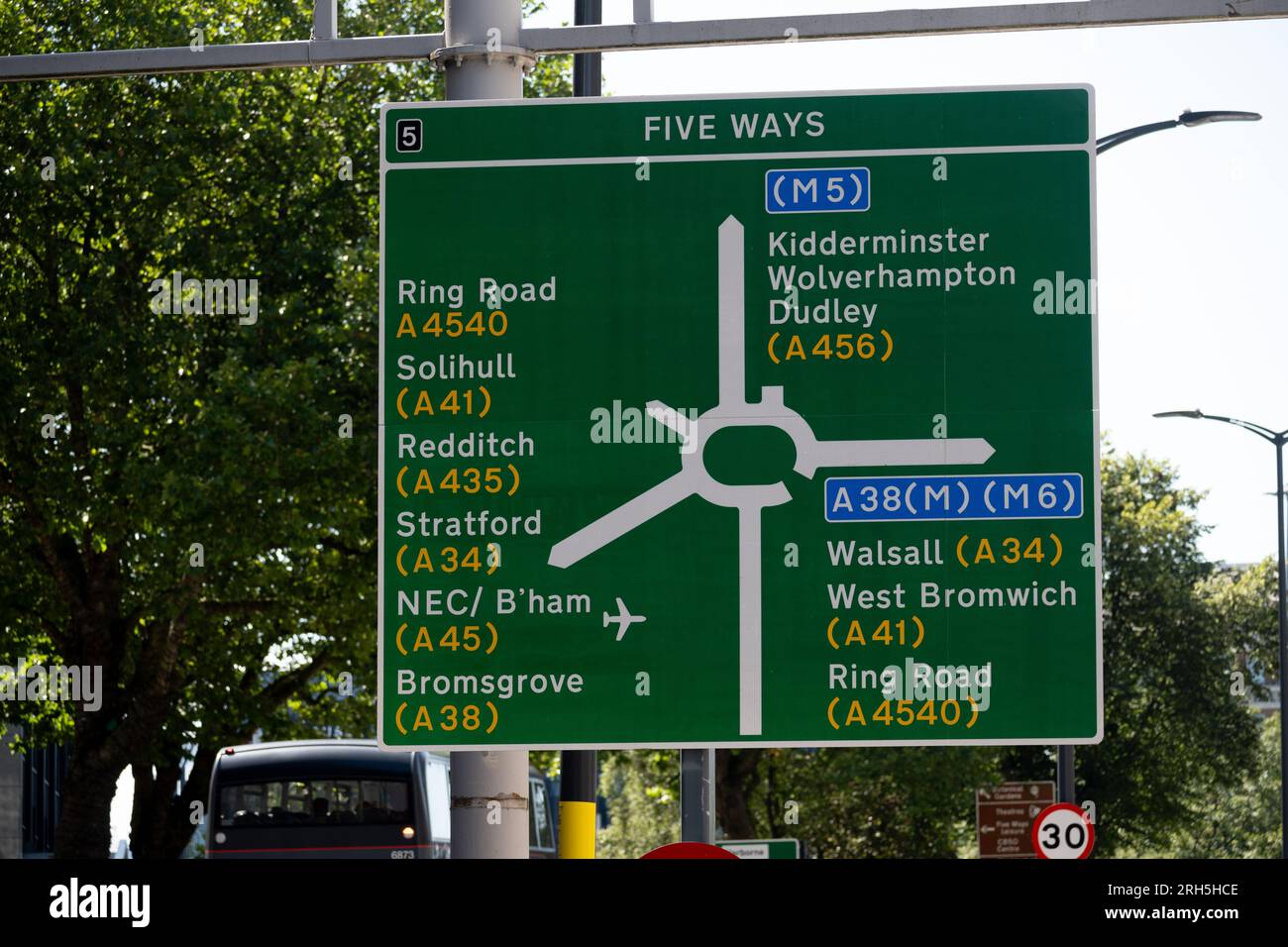Five Ways road sign, Birmingham, West Midlands, England, UK Stock Photo ...