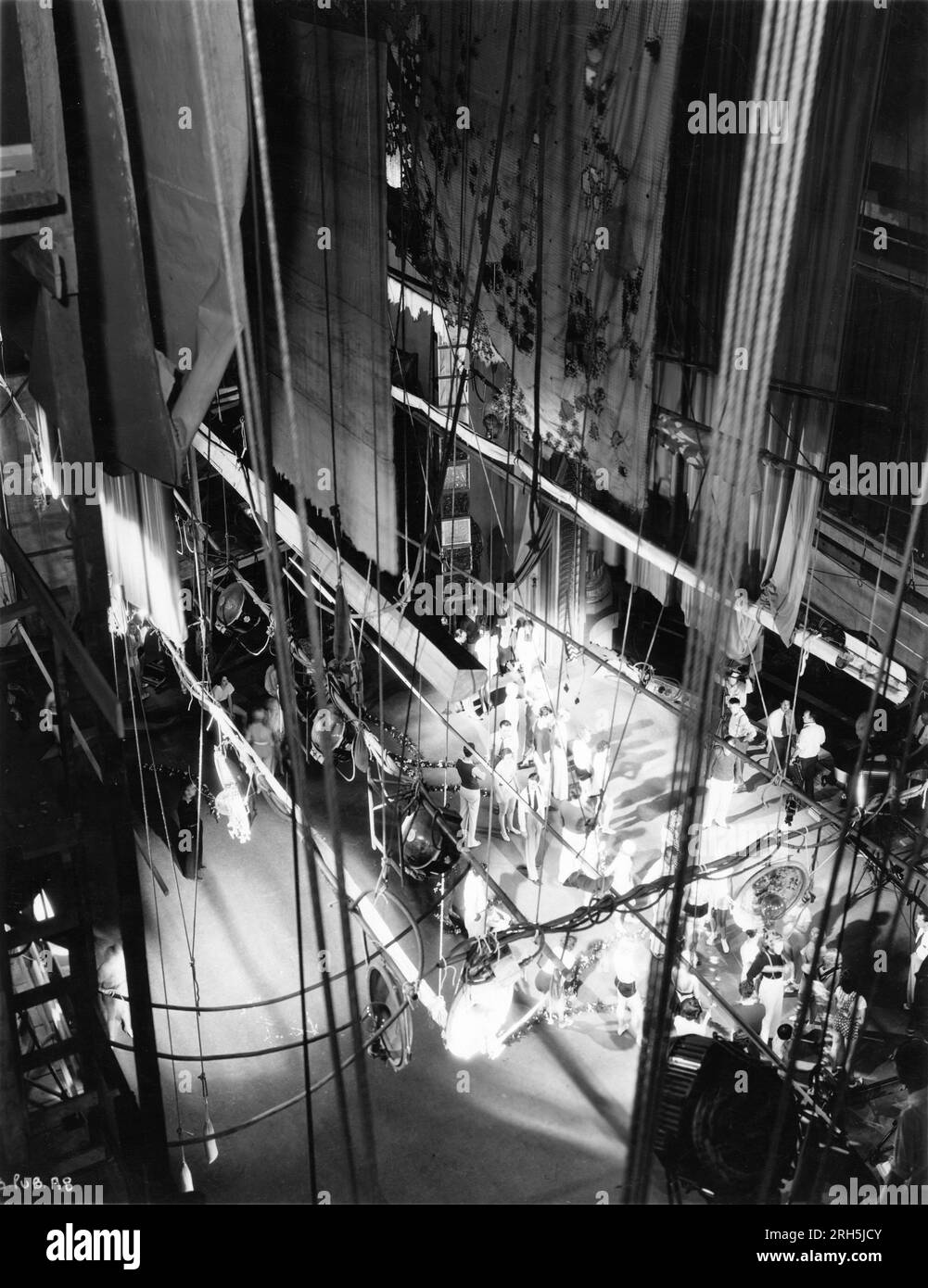 On set candid from above during filming of rehearsal / audition ...